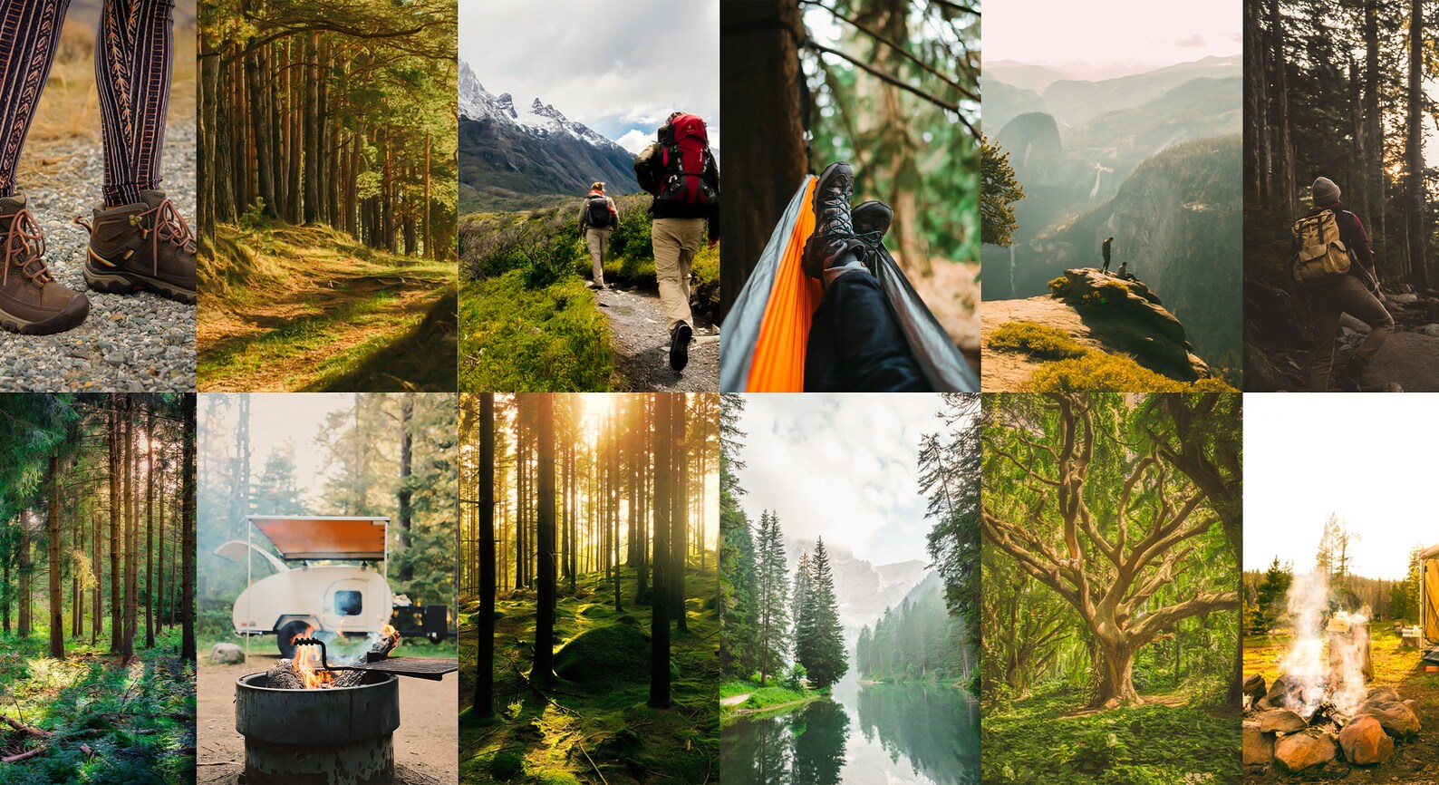 Forest Hiking Wall Collage digital download 48 pcs | Etsy