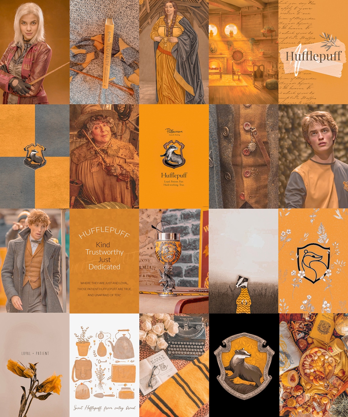 Hufflepuff Aesthetic Wall Collage Kit Digital Download 43 Etsy België