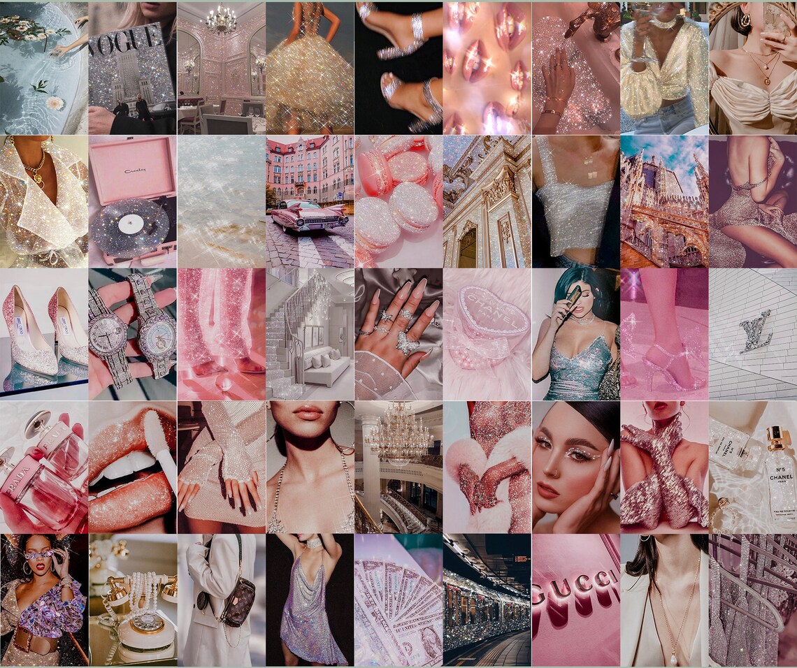 Glam Wall Collage Kit digital Downloads 50 Imgs Glitter - Etsy