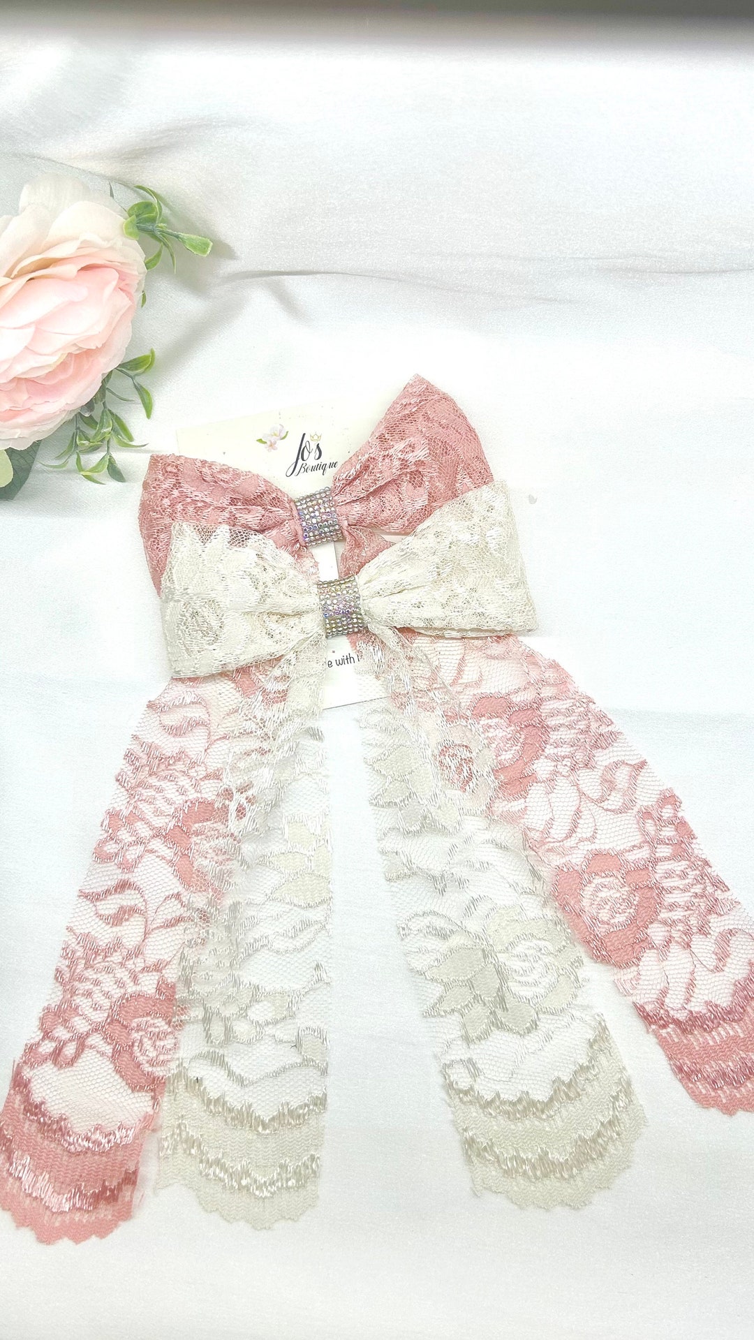 Coquette Bow, Long Tail Hair Bow. Dust Pink Bow, Ivory Bow, Cream Bow ...