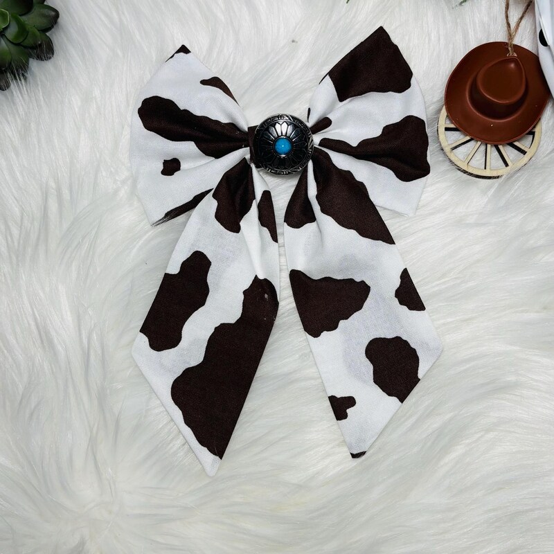 Cow Print Hair Bow - Etsy