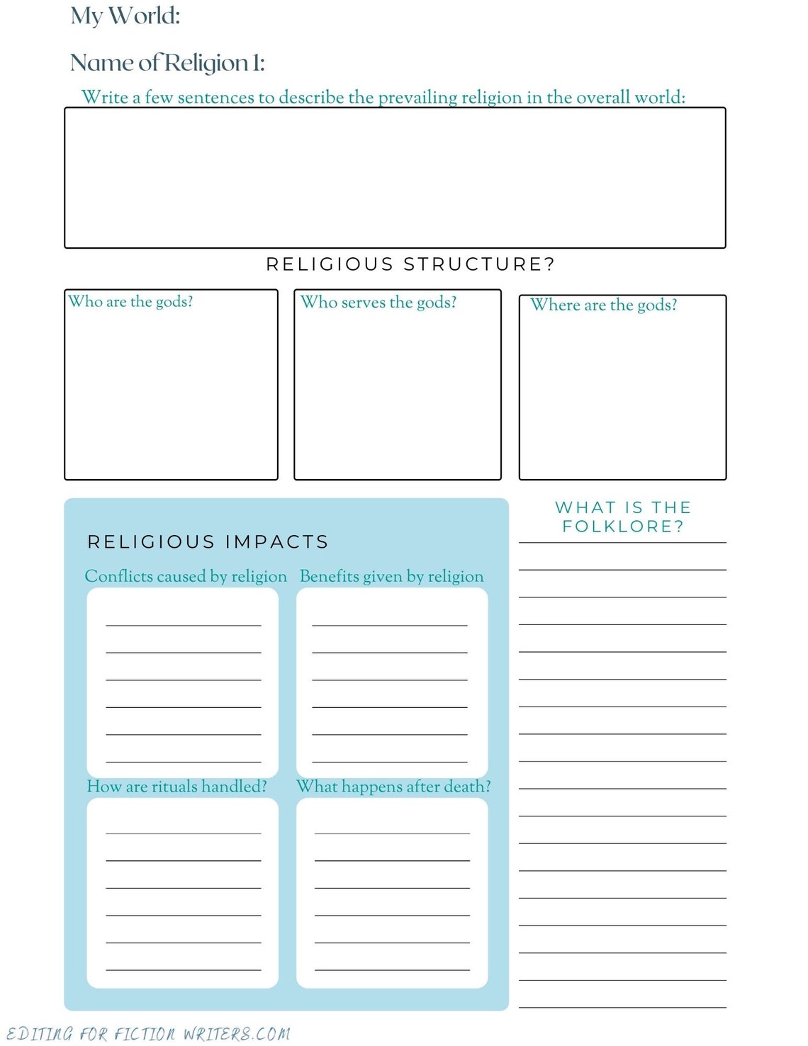 Fantasy World Building Template for Writers - Etsy