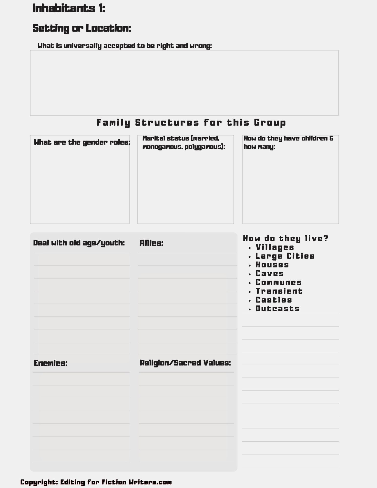 Fiction Writers World Building Template for Science Fiction - Etsy