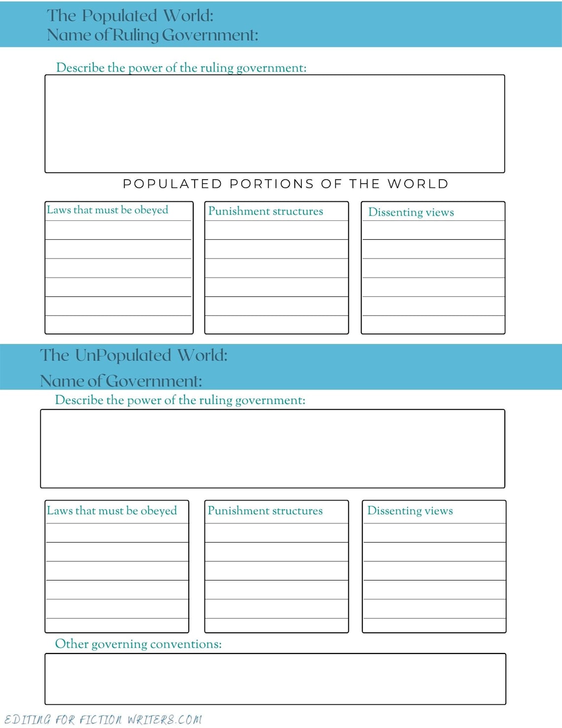 Fantasy World Building Template for Writers - Etsy