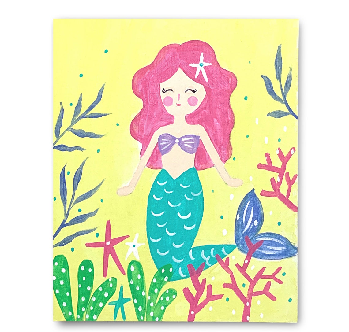 Easy Step by Step Mermaid Painting Lesson, Painting Tutorial Digital ...