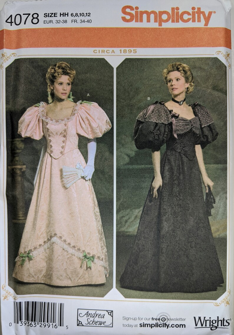 Simplicity Pattern 4078 Victorian Bustle Era Circa 1895 Misses' Two ...