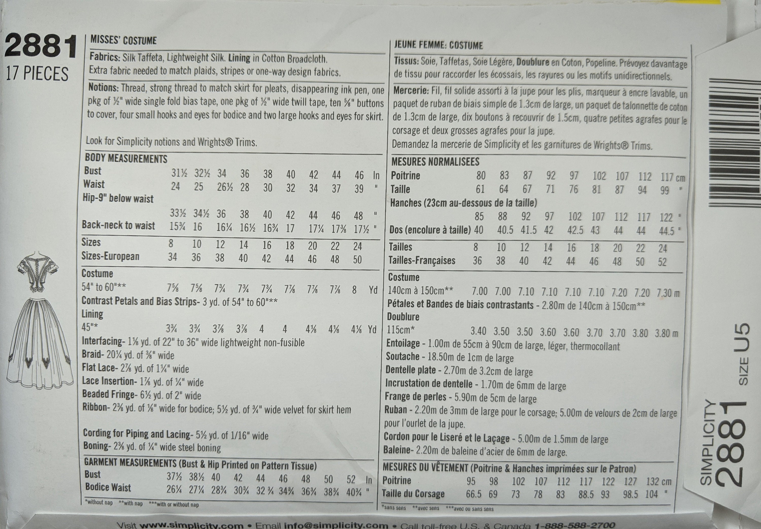 Simplicity Pattern 2881 Historic Civil War Era Woman's Dress and Bodice ...