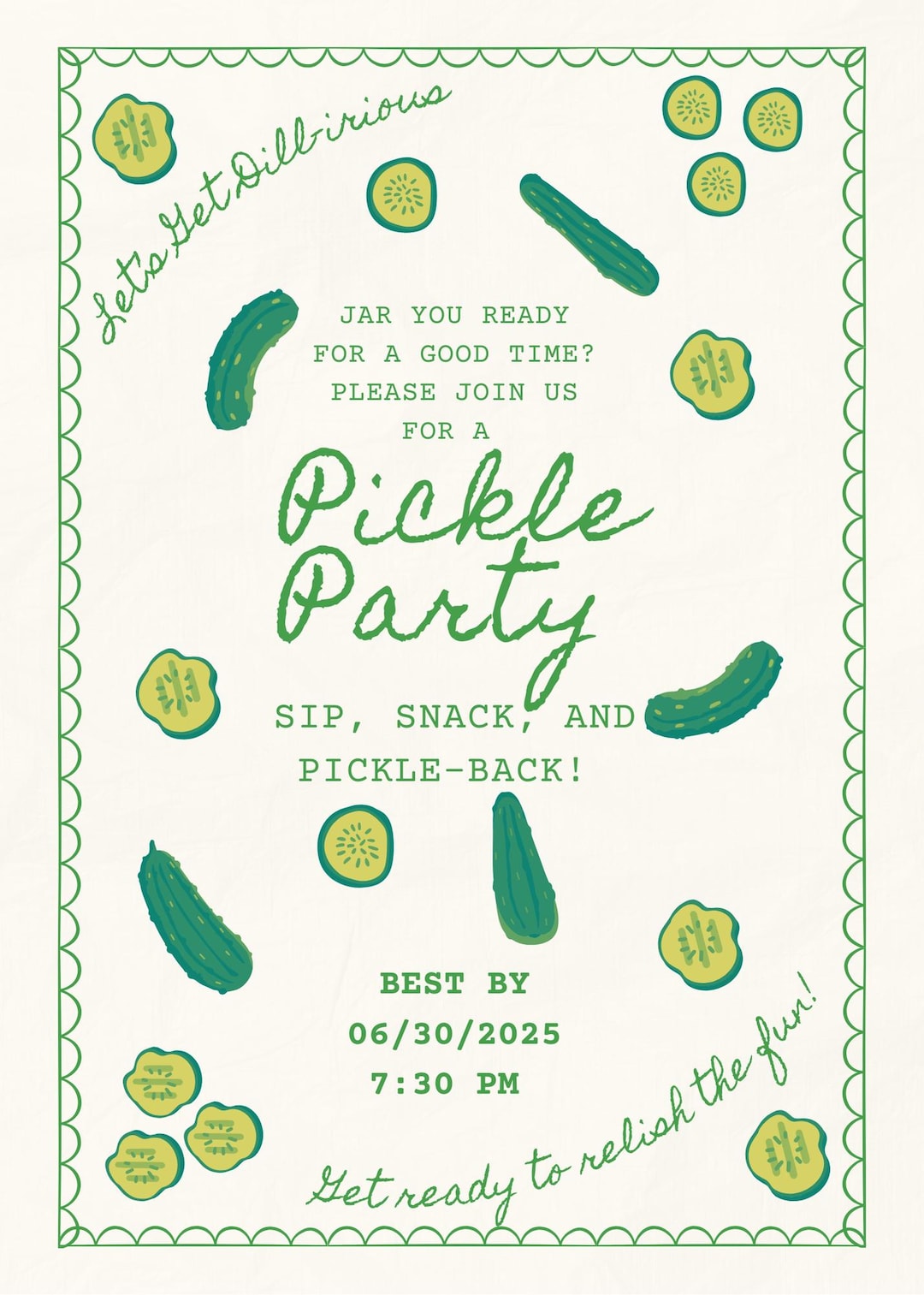 Editable Pickle Party Invite Template Digital Download for Canva Pro ...