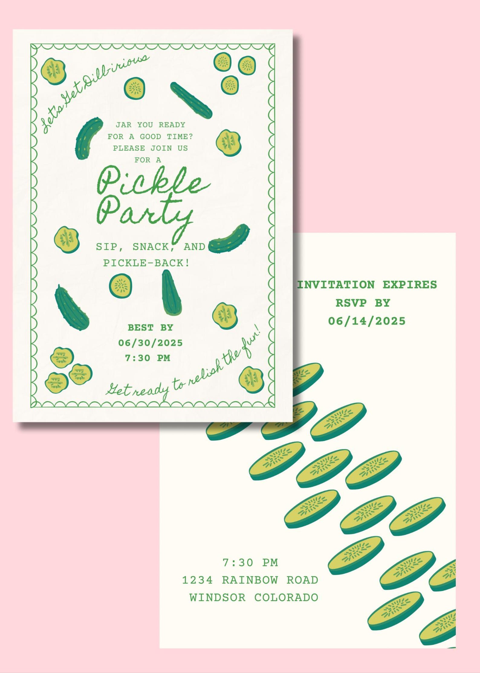 Editable Pickle Party Invite Template Digital Download for Canva Pro ...