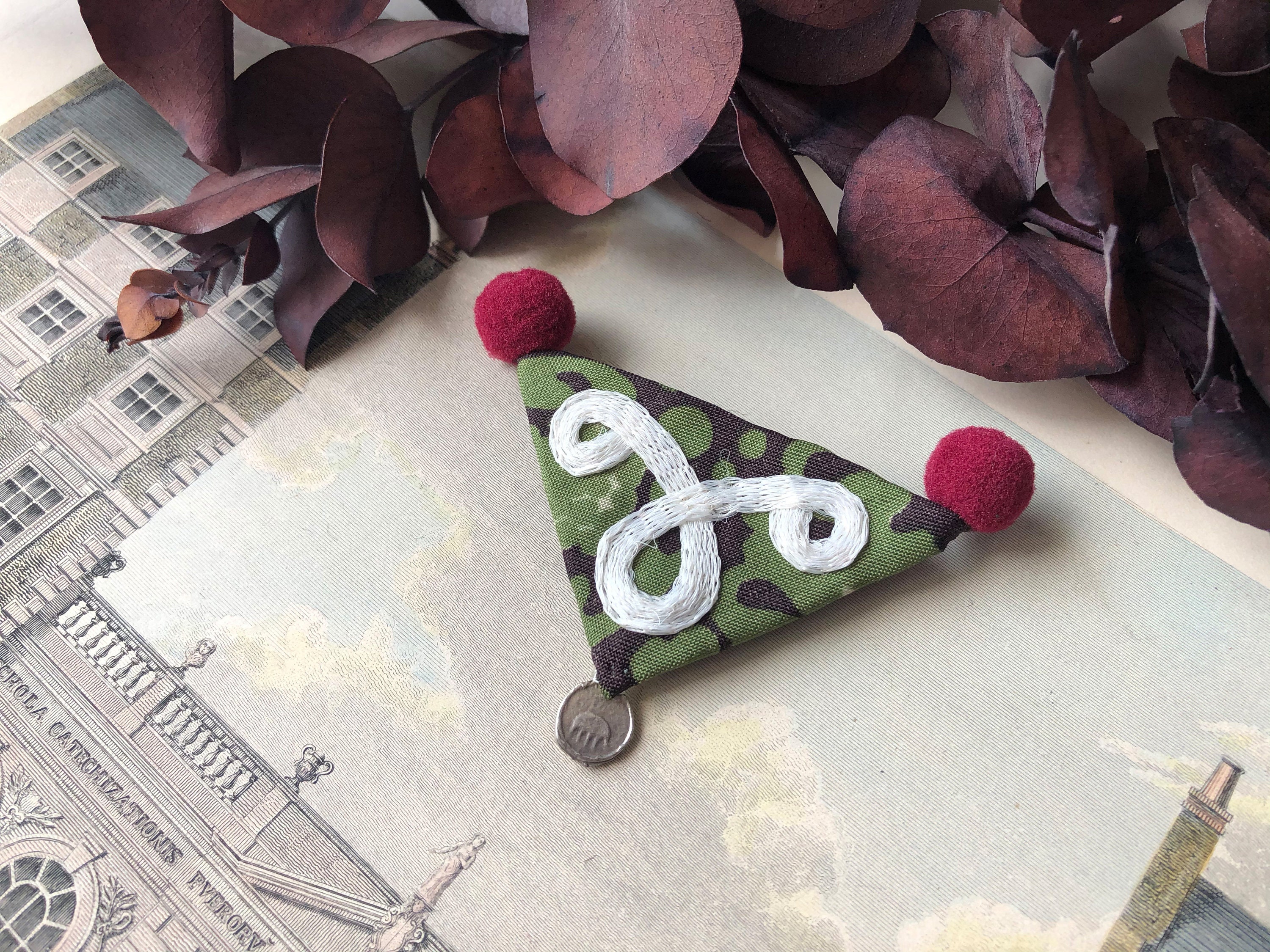 Vintage Style Boho Brooch, Unique Fabric Patch, Textile Amulet, Mixed ...