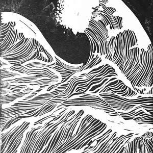 Wave Lino Print - Etsy UK