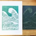 Wave Lino Print - Etsy