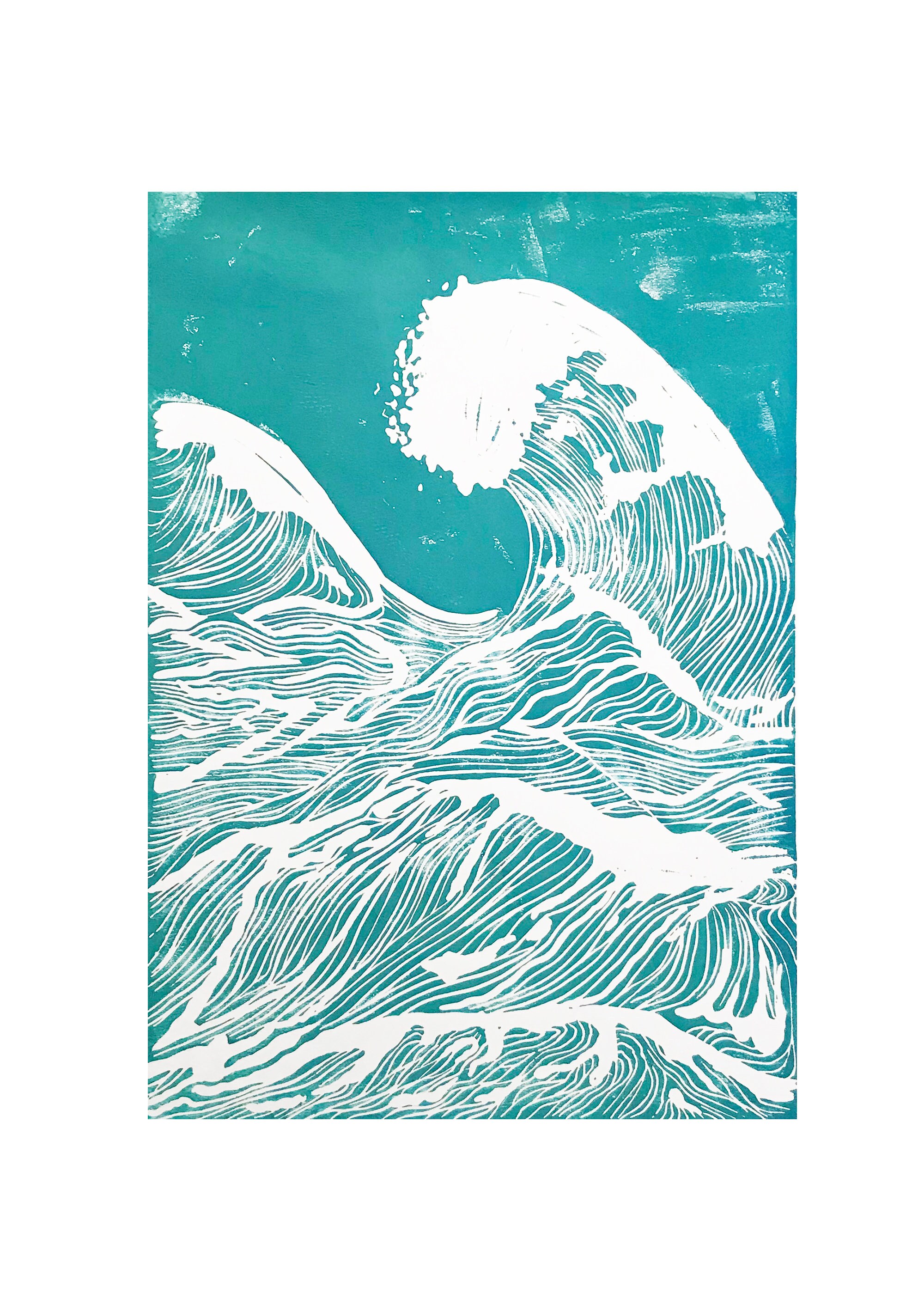 Wave Lino Print - Etsy