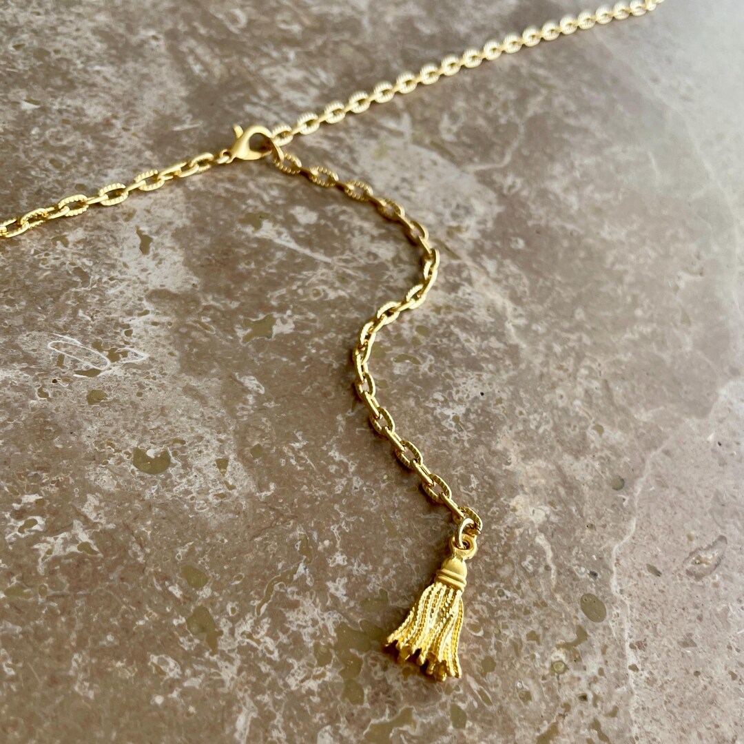 Matt Gold Belly Chain With Tassel Charm - Etsy