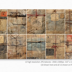 Vintage Parcels - Aged Paper Textures With String and Label Details ...