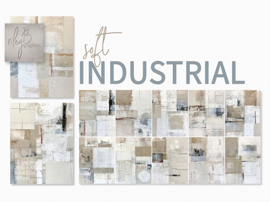 Soft Industrial Collage - Neutral Abstract Textures - Distressed Modern ...