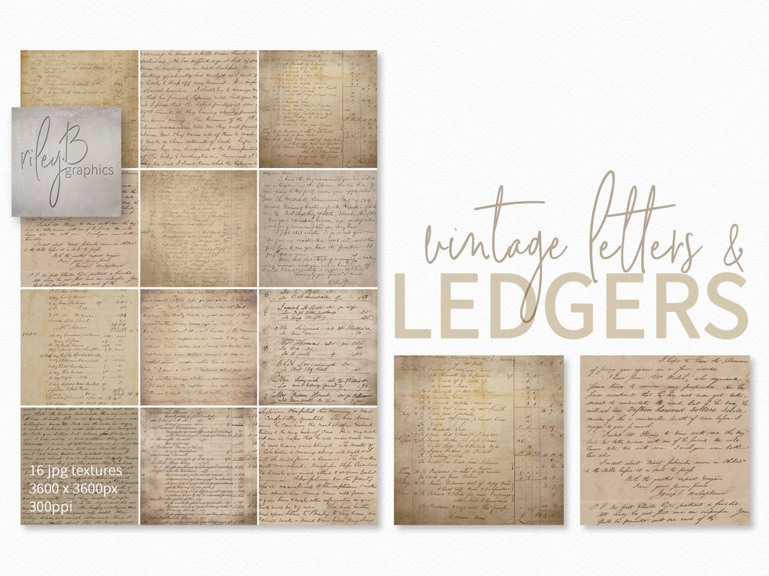 Vintage Letters and Ledgers - Digital Antique Ledgers - Vintage ...