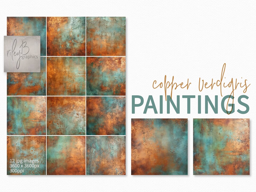 Copper Verdigris Digital Paintings - Antique Copper Backgrounds ...