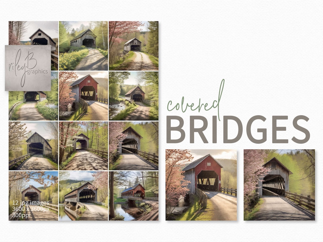 Covered Bridges Paintings - Digital Covered Bridges - Rural Covered ...