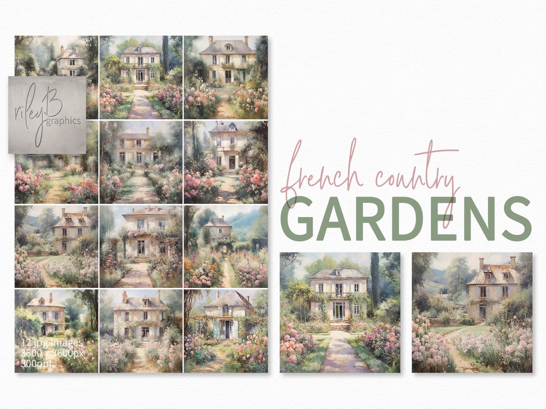 French Country Gardens Paintings - French Scenery Digital Paintings ...