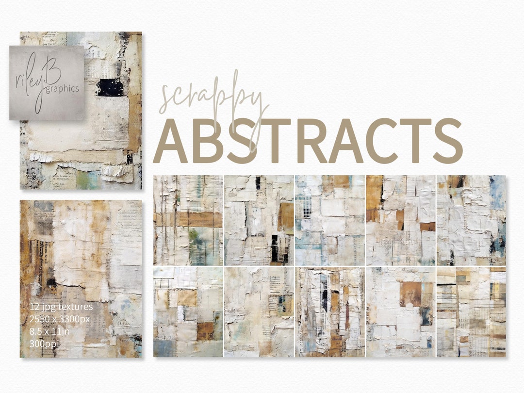 Scrappy Abstracts - Digital Painted Paper Scraps - Vintage Scraps of ...