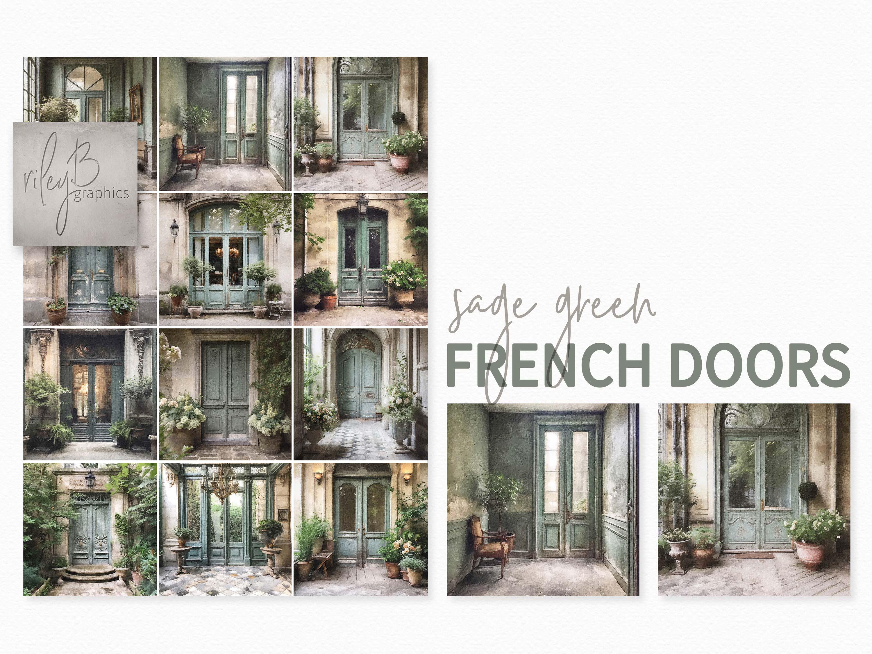 Sage Green French Doors – Parisian Doorway Facades – Shabby Elegant ...