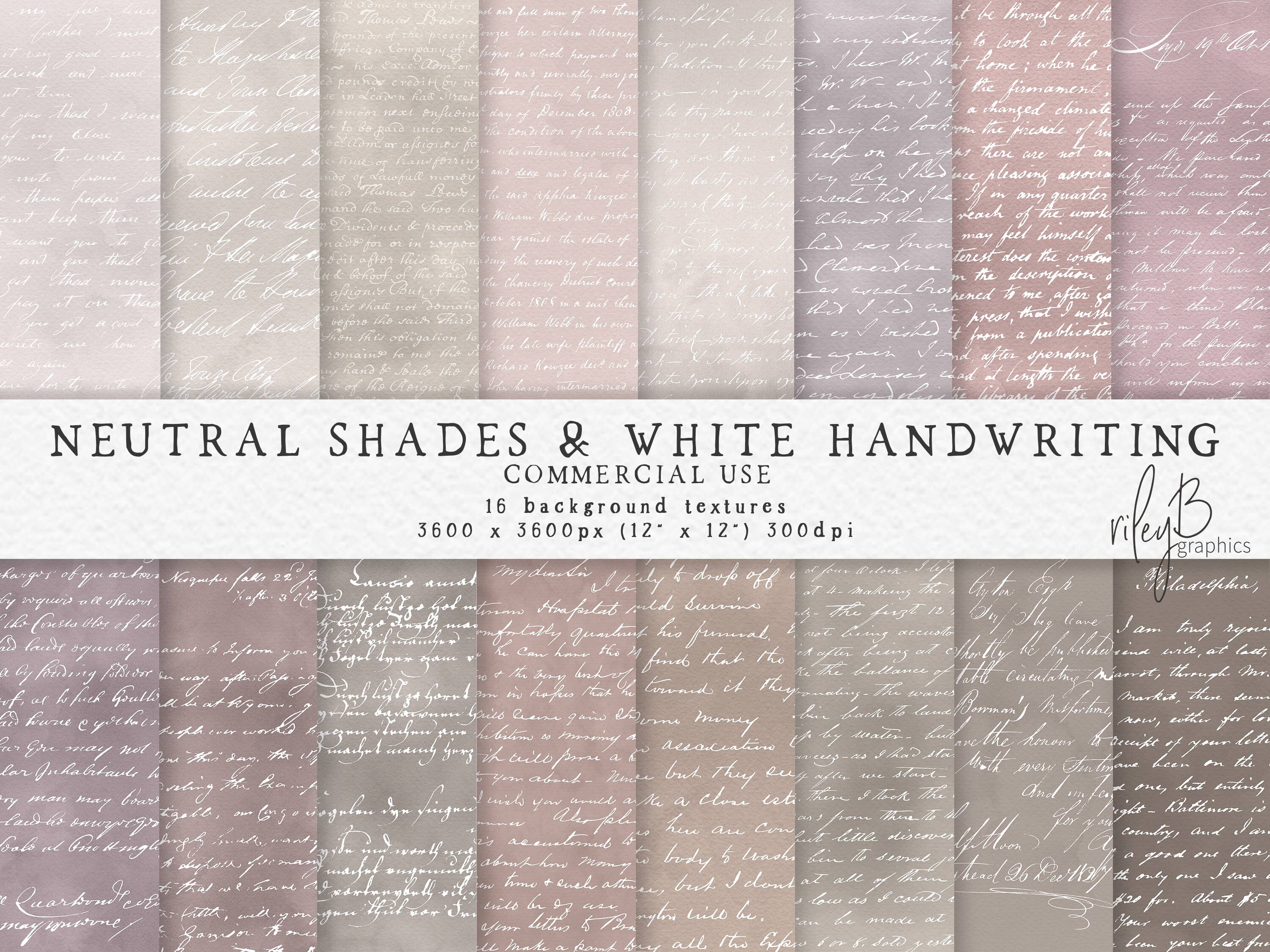Neutral Shades and White Handwriting Digital Vintage - Etsy