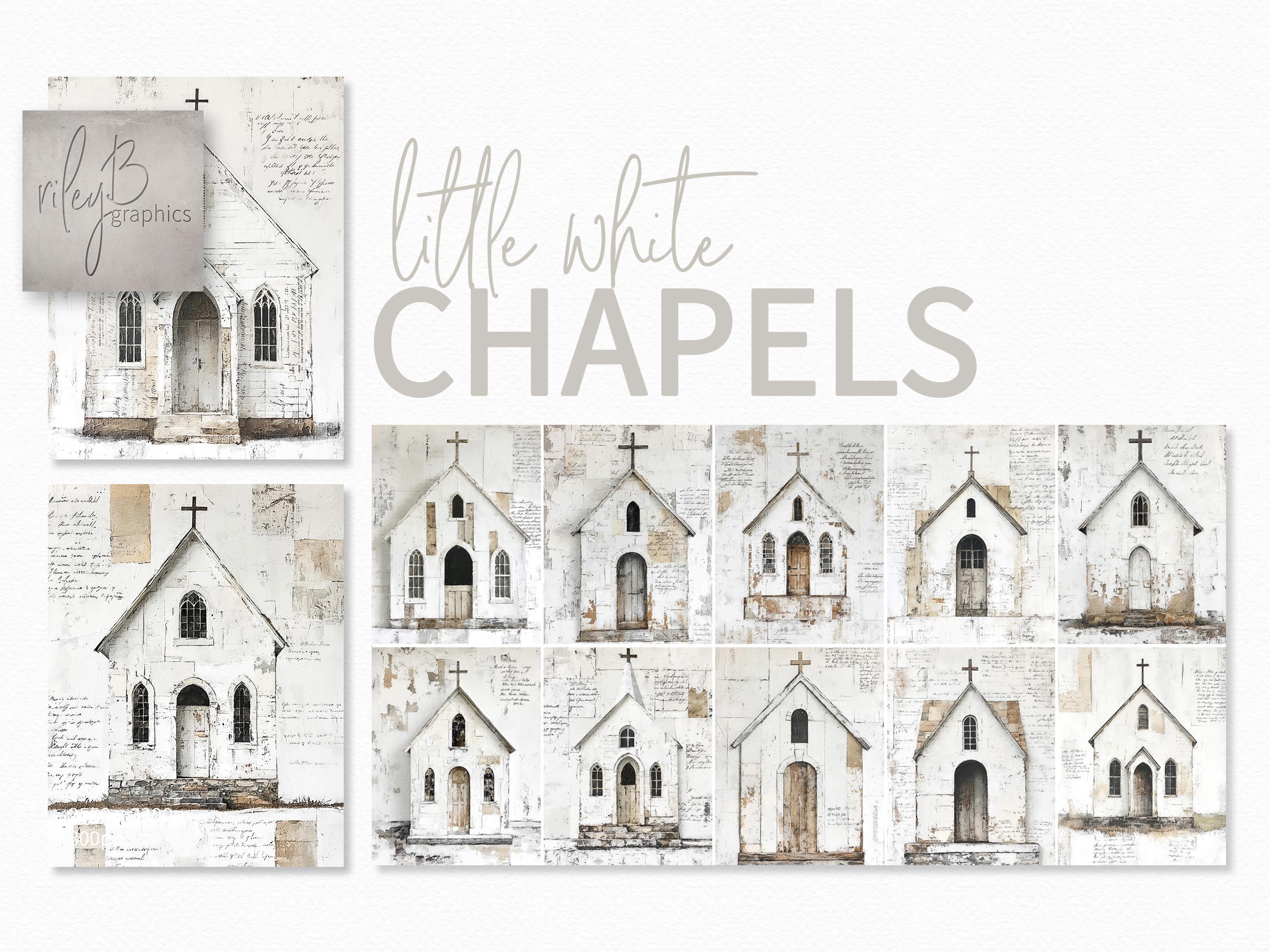 Little White Chapels - Neutral Church Paintings - Off-white Weathered ...
