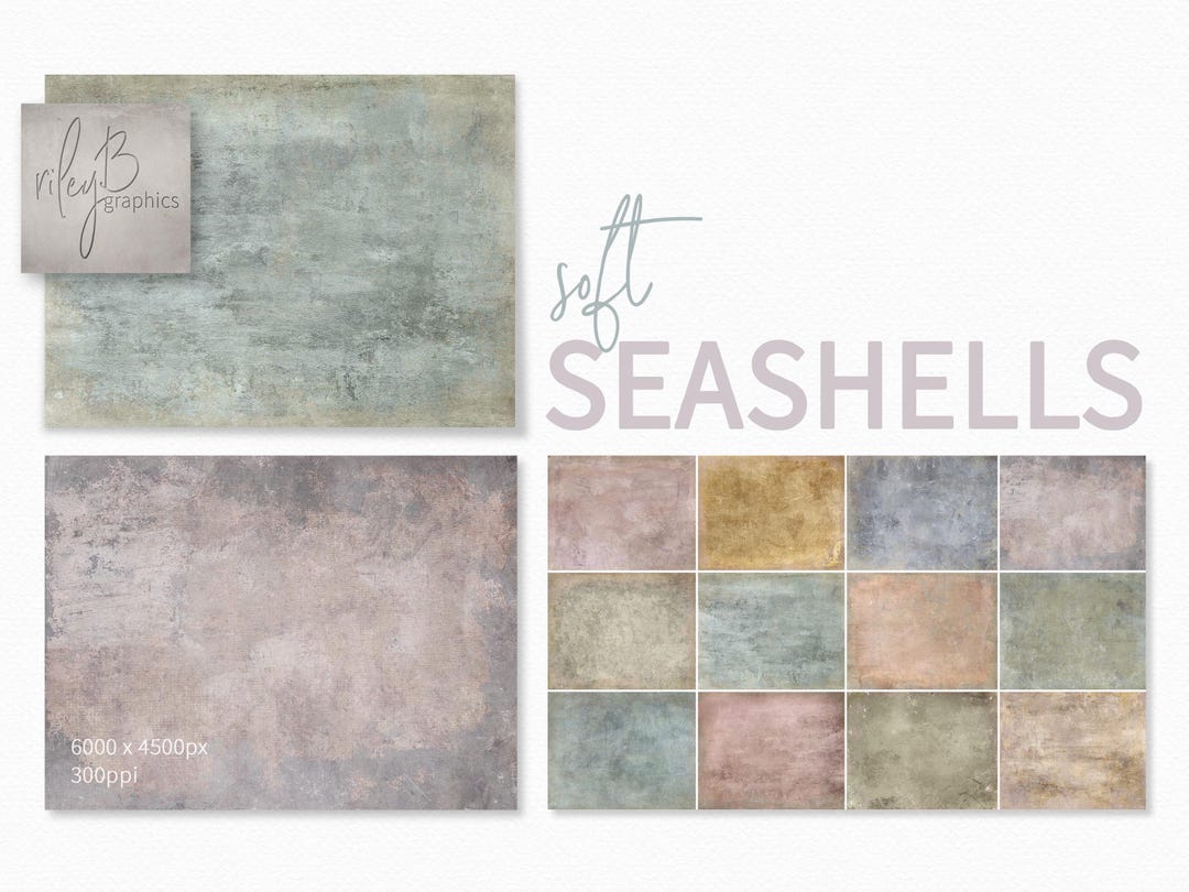Soft Seashell Textures - Pastel Distressed Digital Textures - Light ...