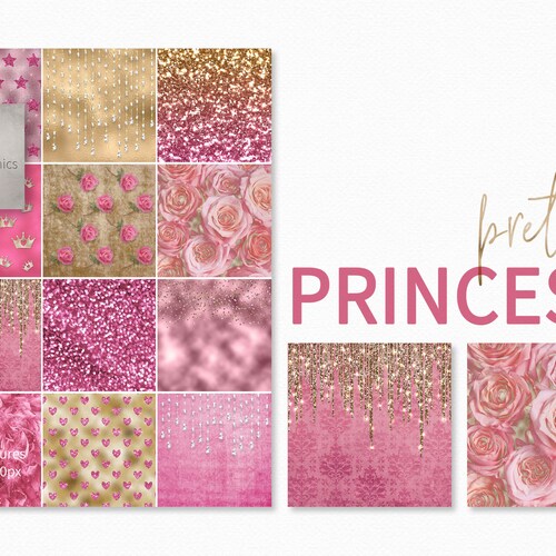 Pretty Princess Textures Pink and Gold Princess Textures - Etsy