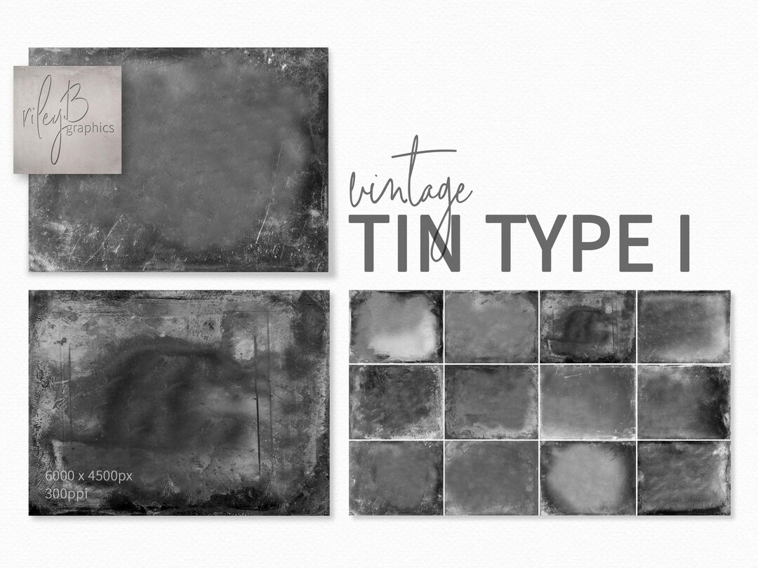 Vintage Tin Type I Overlays – Daguerreotype Photo Textures – Monochrome ...