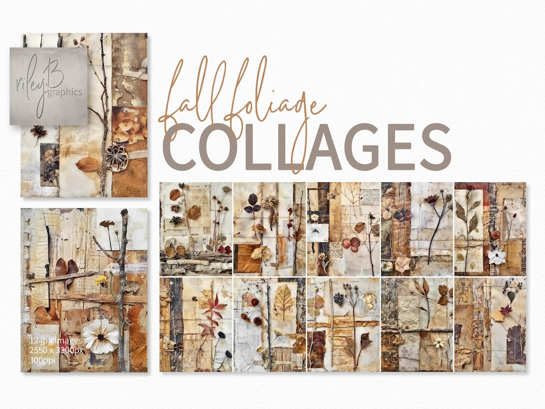 Fall Foliage Collages – Vintage Botanical Leaf Art – Pressed Autumn ...