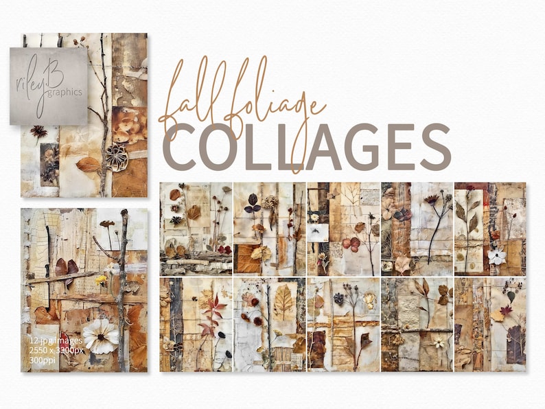 Fall Foliage Collages – Vintage Botanical Leaf Art – Pressed Autumn ...