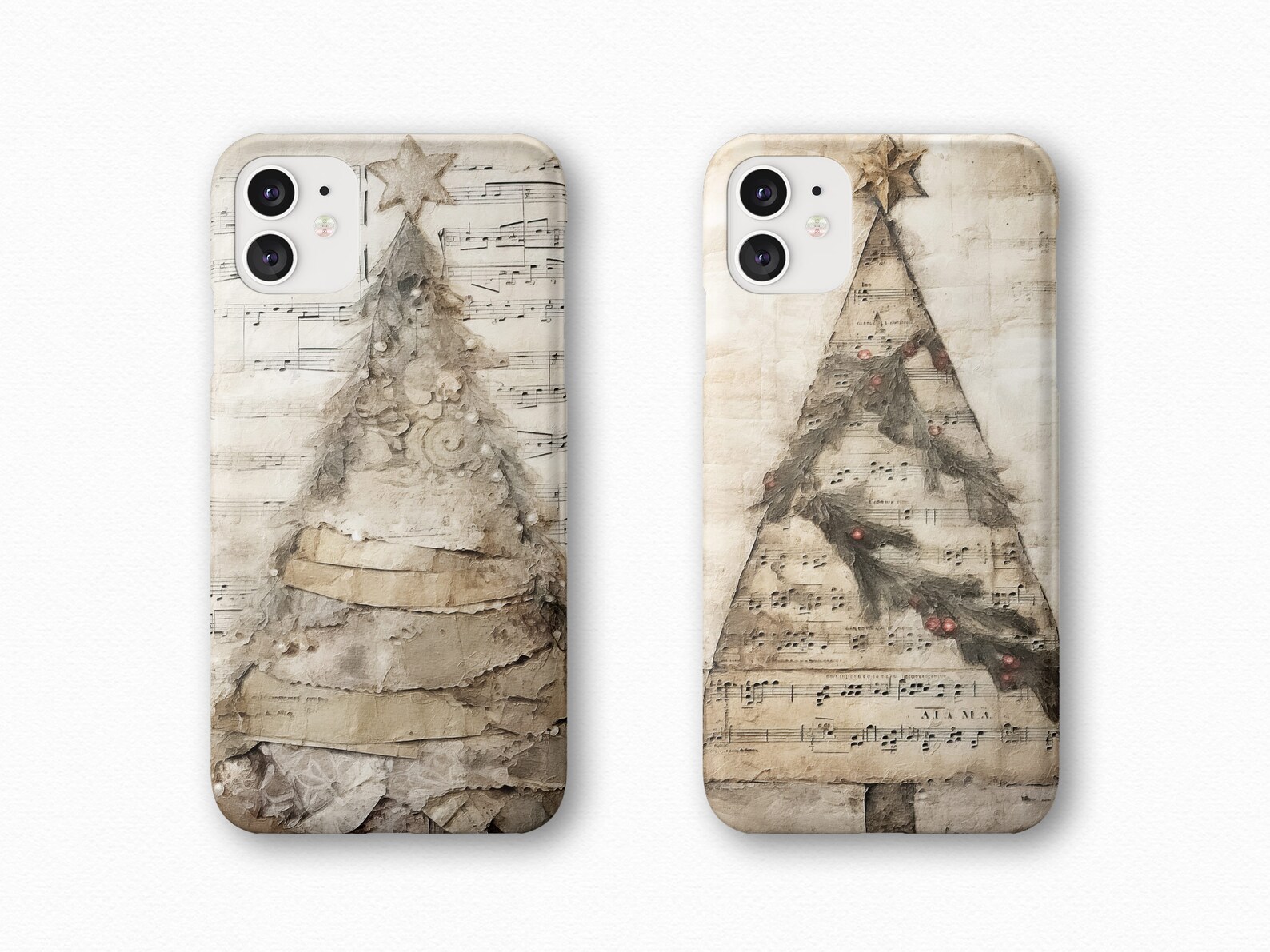 Christmas Tree Collages - Nostalgic Holiday Art - Distressed Paper ...