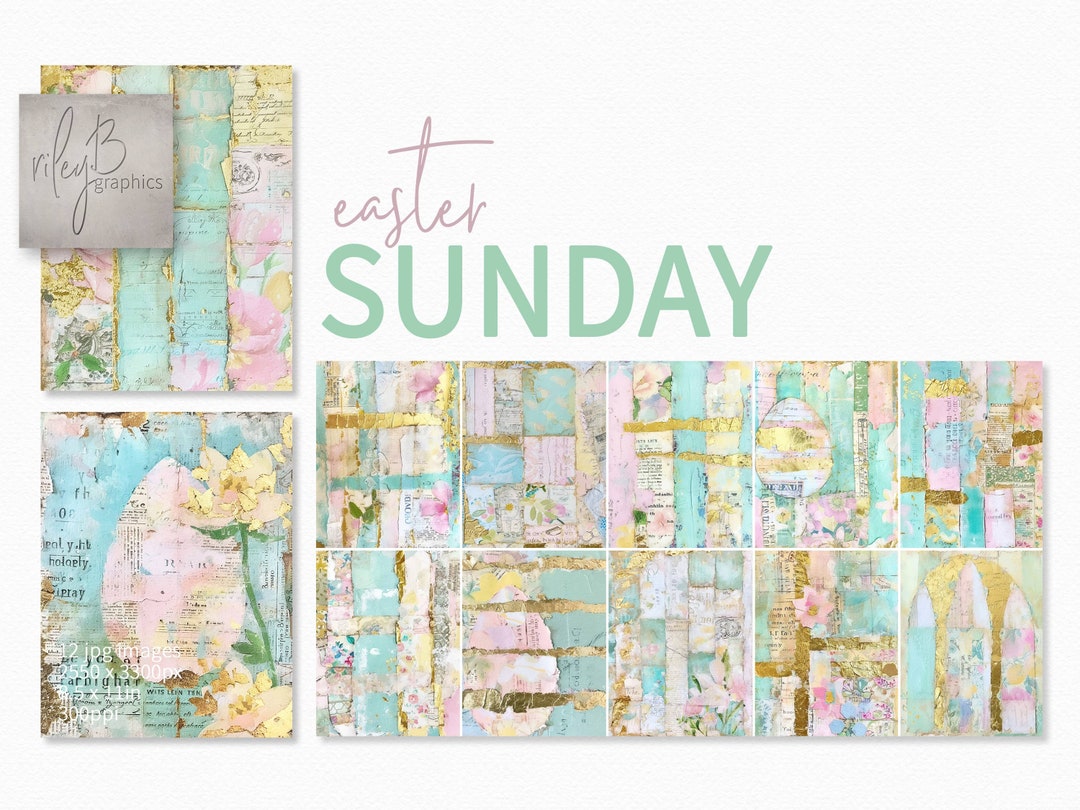 Easter Sunday Collage Paintings - Easter Junk Journal Collages - Pastel ...