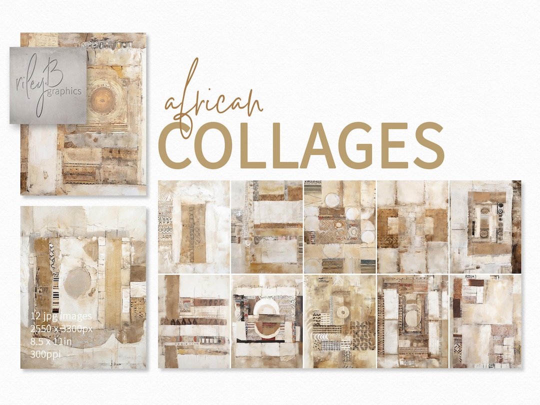 African Collages - Textured Mixed Media - Tribal Patterns and Earthy ...