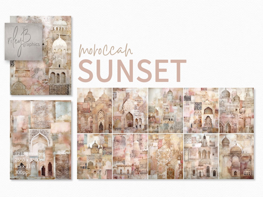Moroccan Sunset Collage Paintings Journal Collages Neutral - Etsy