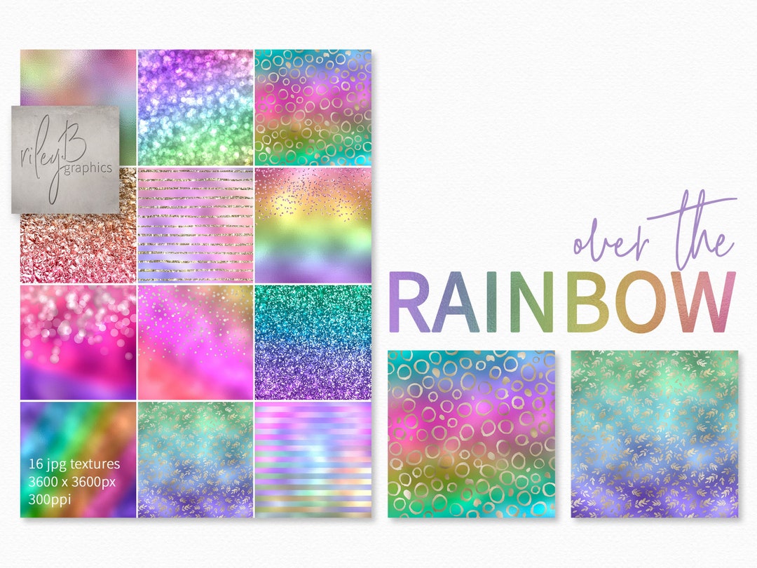 Over the Rainbow Textures - Rainbow Glitter - Rainbow Textures - Pastel ...