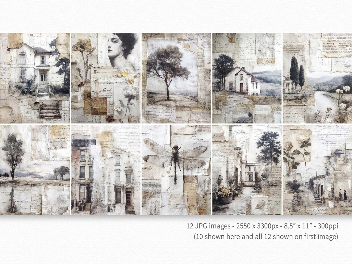 Faded Nostalgia – Vintage Neutral Collage Art – Aged Ephemera ...