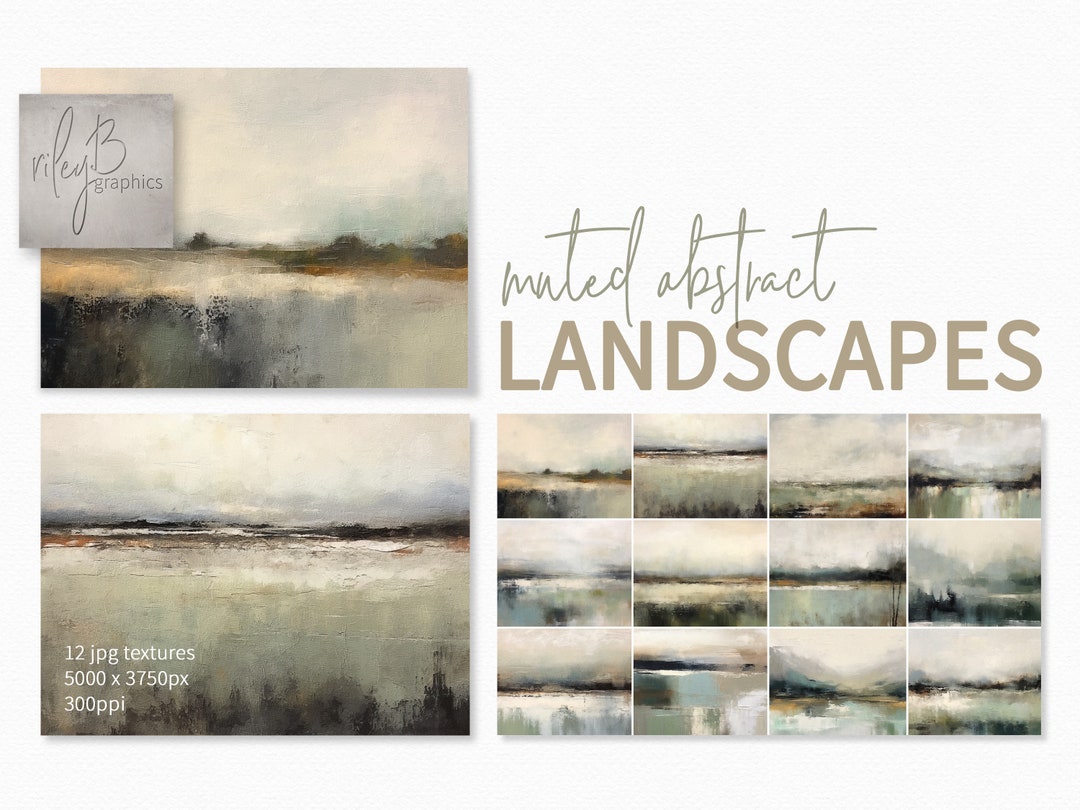 Muted Abstract Landscapes - Soft Brush Layered Paint Textures - Faded ...