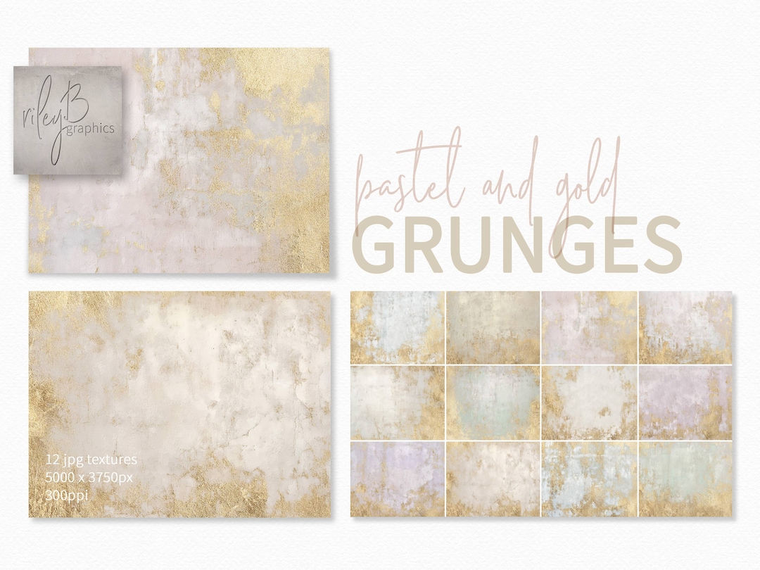 Pastel and Gold Grunges - Soft Pastel Gold Textures - Gold and Pastel ...
