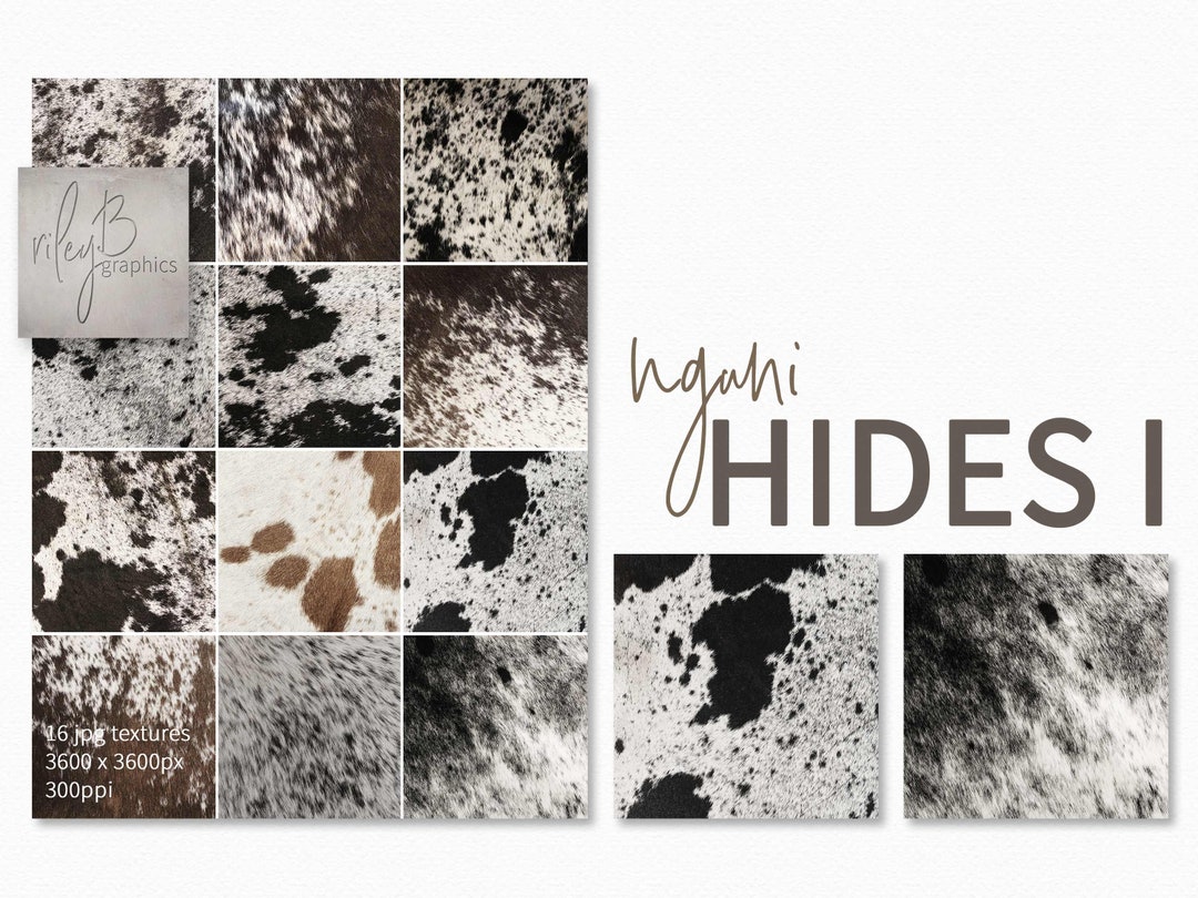 Nguni Hide Textures I - Cowhide Backgrounds - Brown and White Cowhide ...