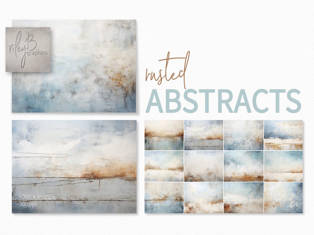 Rusted Abstracts – Neutral Blue and Beige Textured Abstract Art ...