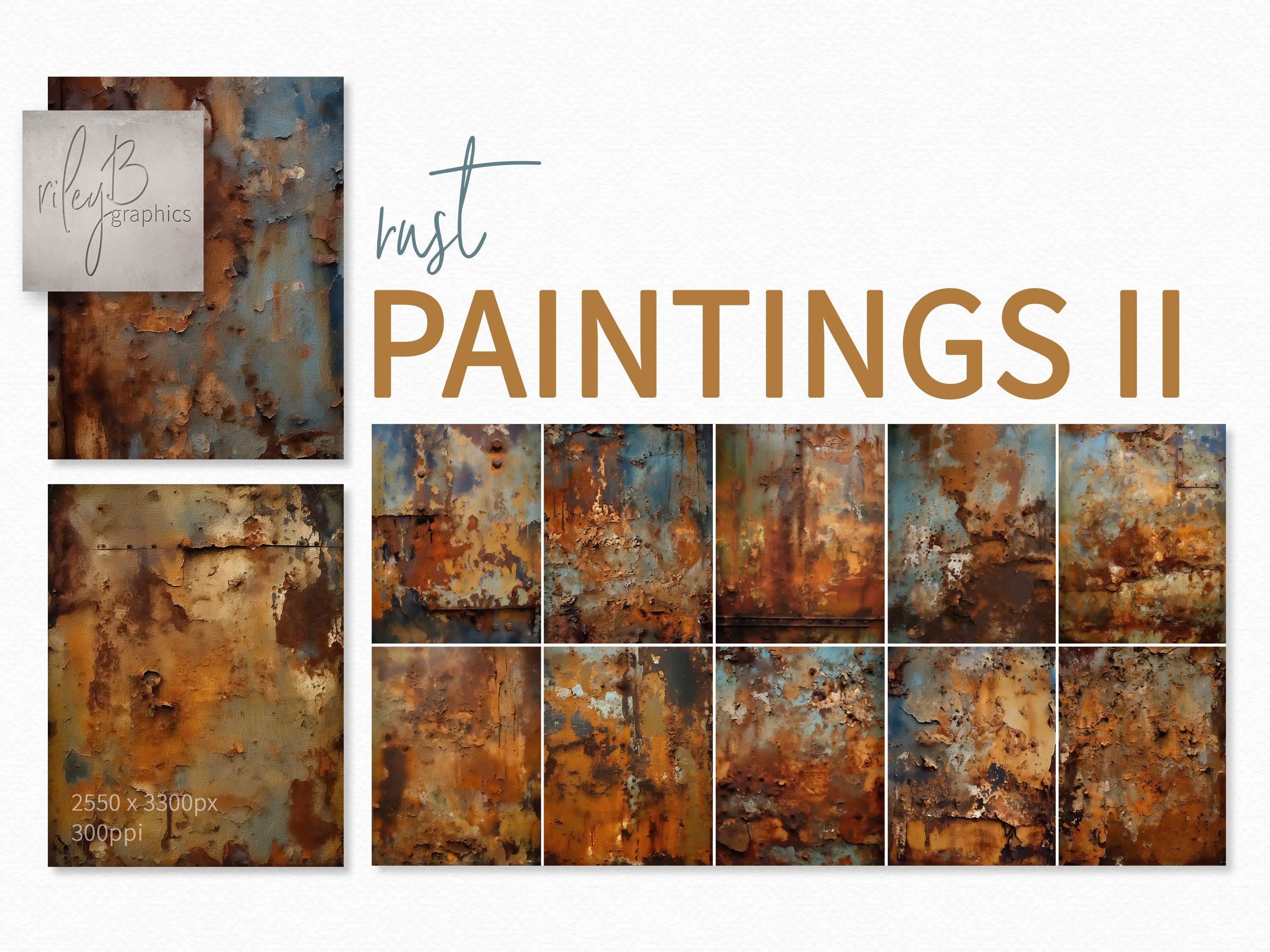 Rust Paintings 2 – Industrial Metal Wall Art – Blue Orange Rust Texture ...