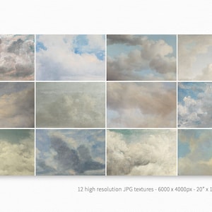 Vintage Sky V – Painted Cloud Textures – Soft Blue Skies With Subtle ...