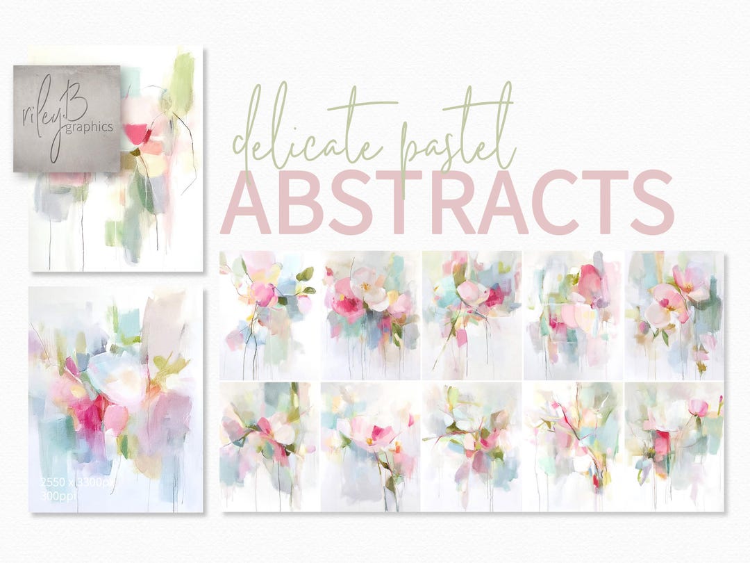 Delicate Pastel Abstracts – Soft Floral Wall Art – Modern Paint Effect ...