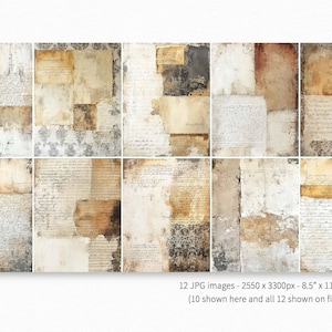 Umber Venetian Scripts - Aged Paper Collage - Vintage Writing Textures ...