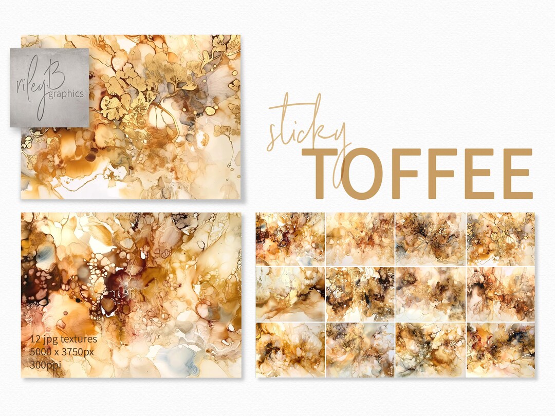 Sticky Toffee Textures - Brown and Gold Alcohol Ink Textured ...