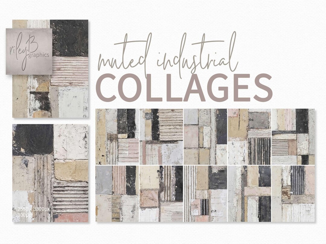 Muted Industrial Collages - Textured Neutral Digital Backgrounds ...