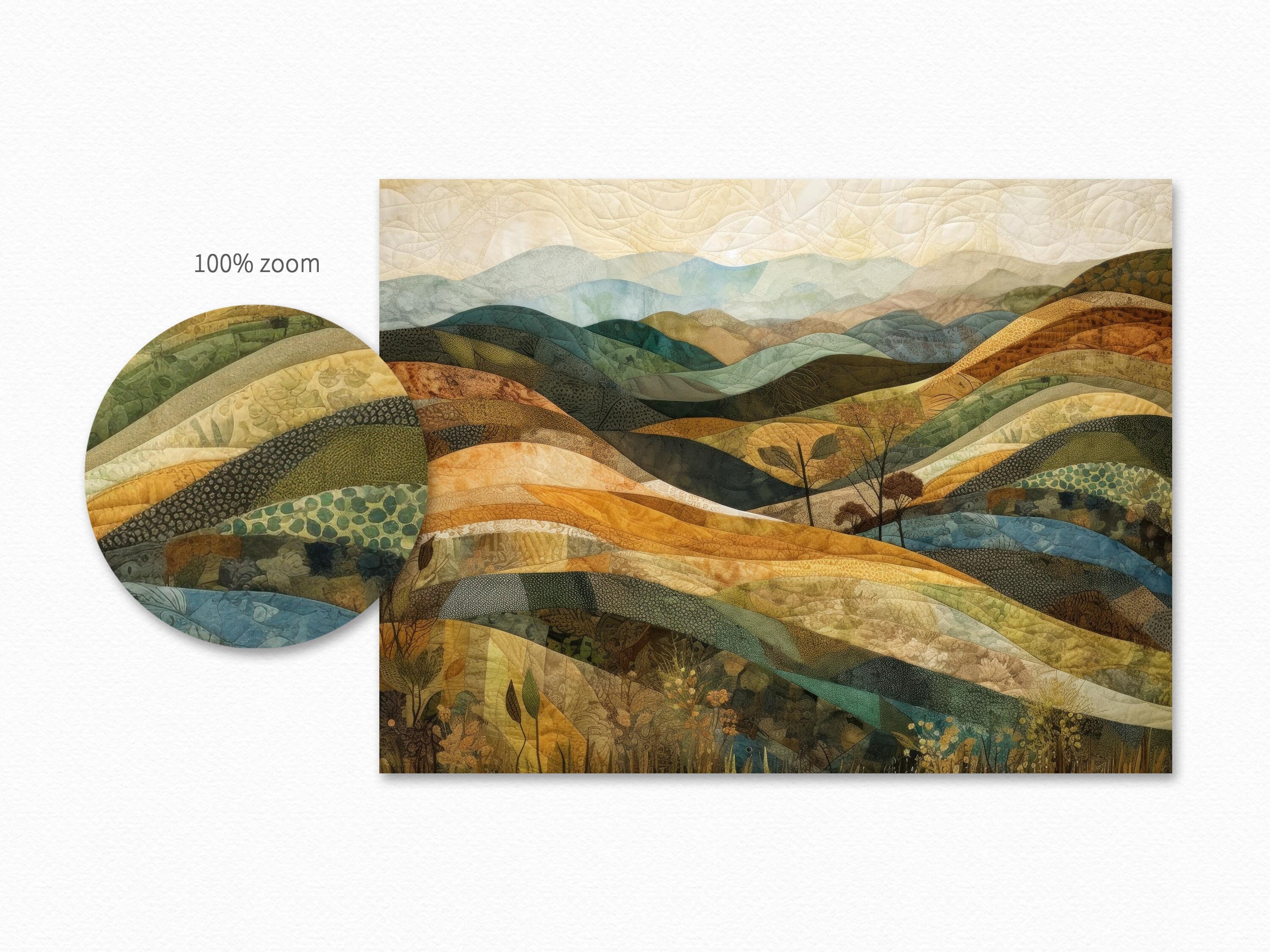 Quilted Autumn Landscapes – Patchwork Fall Hills Art – Cozy Textile ...
